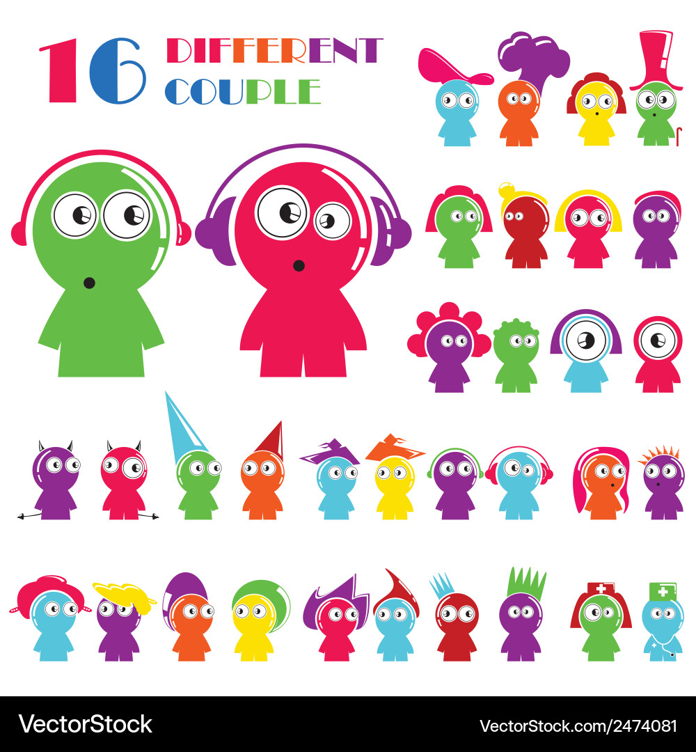 Set of different cartoon character Royalty Free Vector Image