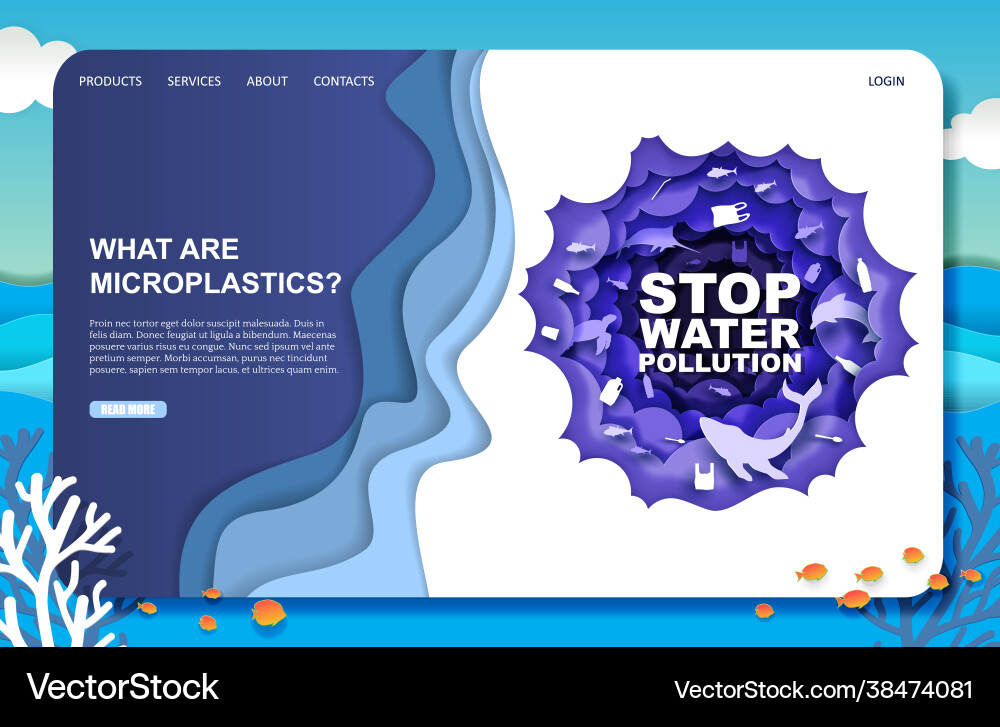 Stop water pollution landing page design website Vector Image