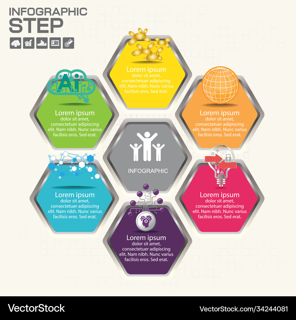 Timeline infographics design template with 7 Vector Image