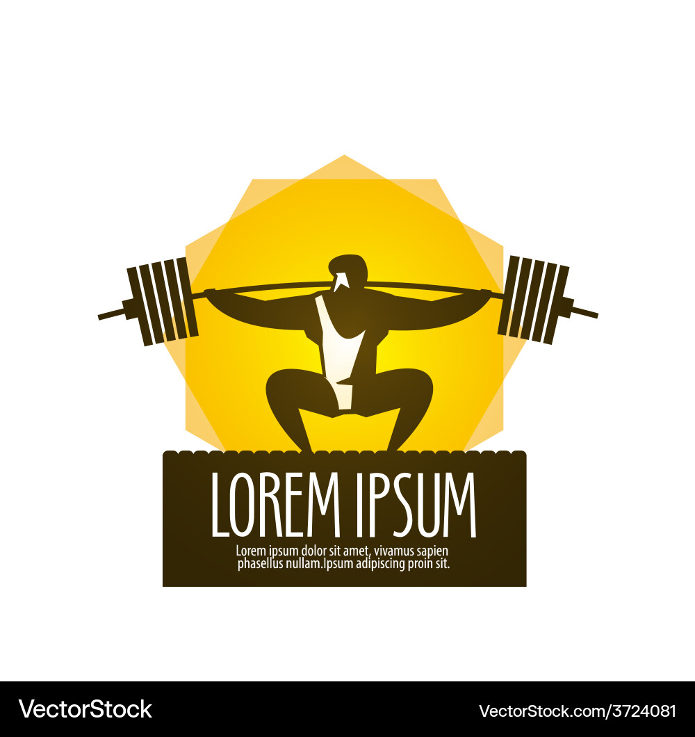 Weight lifter logo design template gym Royalty Free Vector