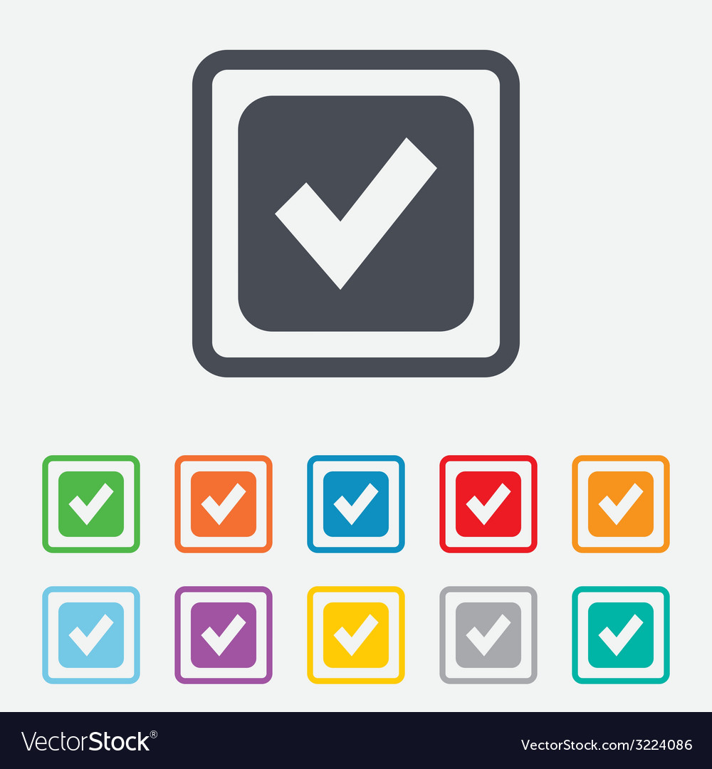 Check mark sign icon checkbox button Royalty Free Vector