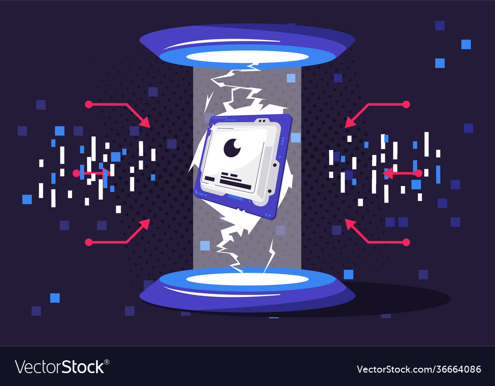 Computer processor floating in air Royalty Free Vector Image