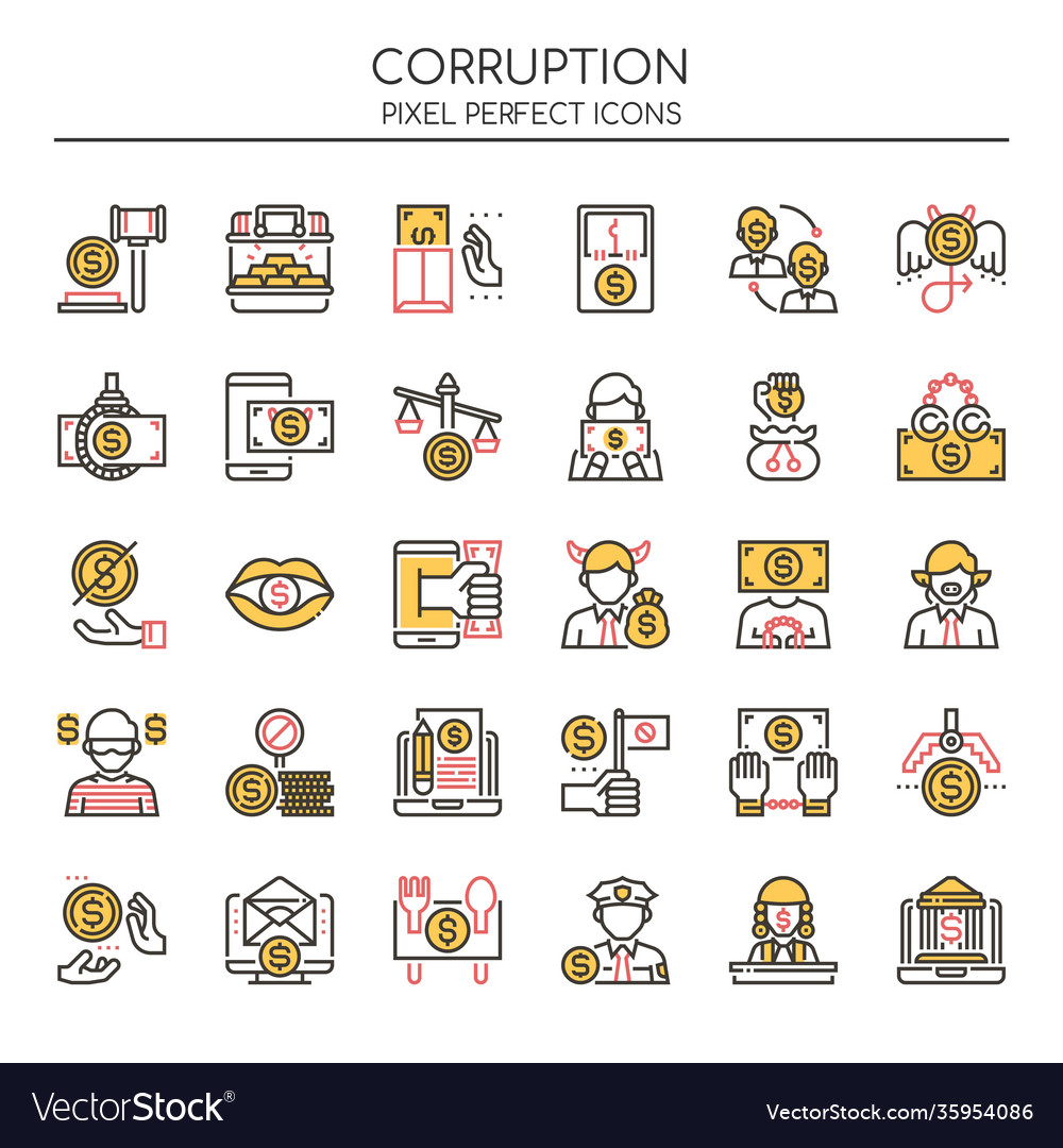 Corruption elements thin line and pixel perfect Vector Image