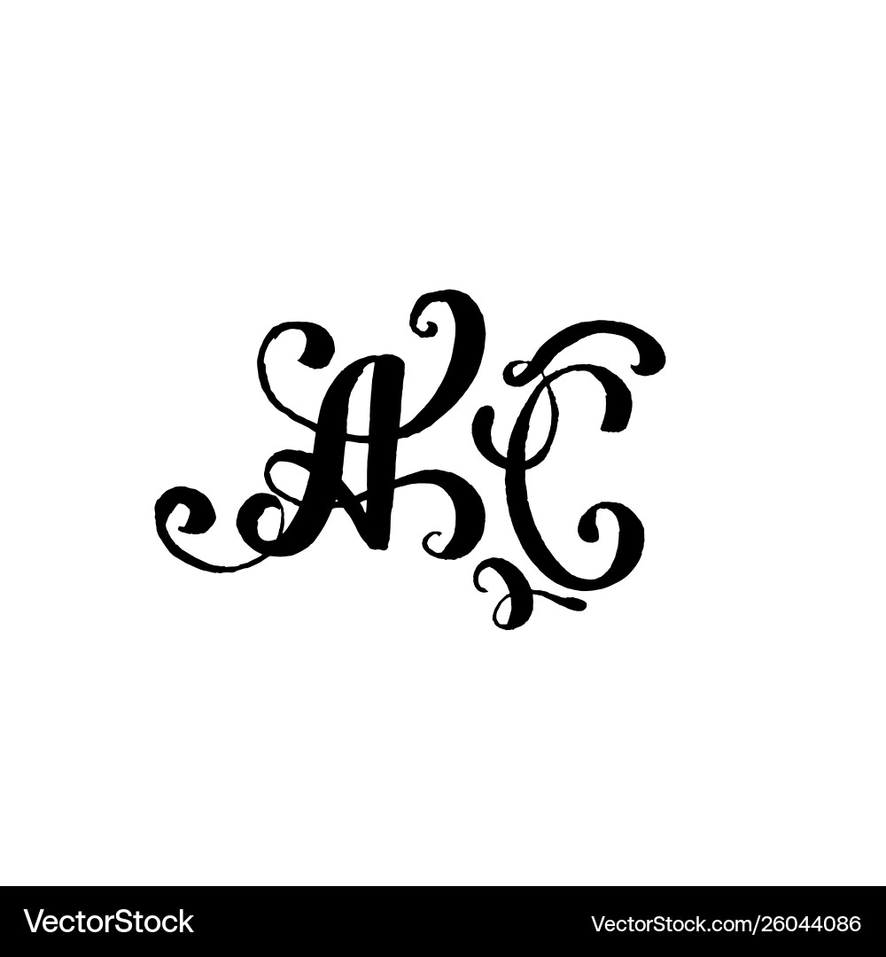 Hand drawn letters a and c for wedding logo Vector Image
