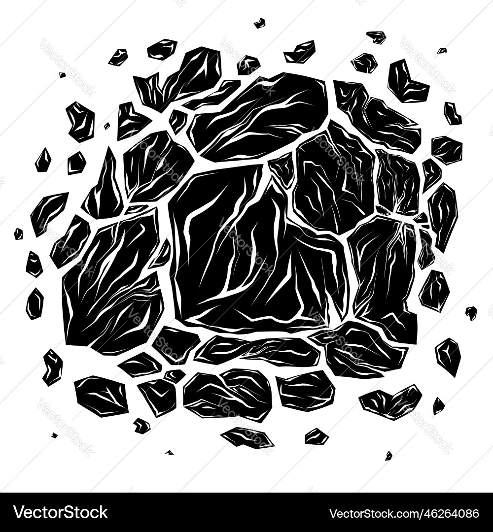 Monochrome of broken stones Royalty Free Vector Image