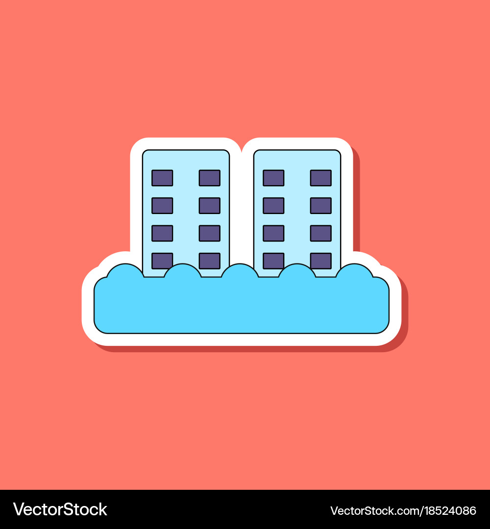 Paper sticker on stylish background tsunami Vector Image