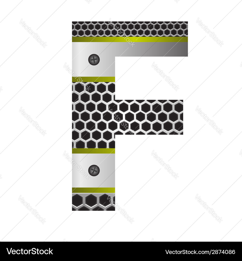 Perforated metal letter f Royalty Free Vector Image