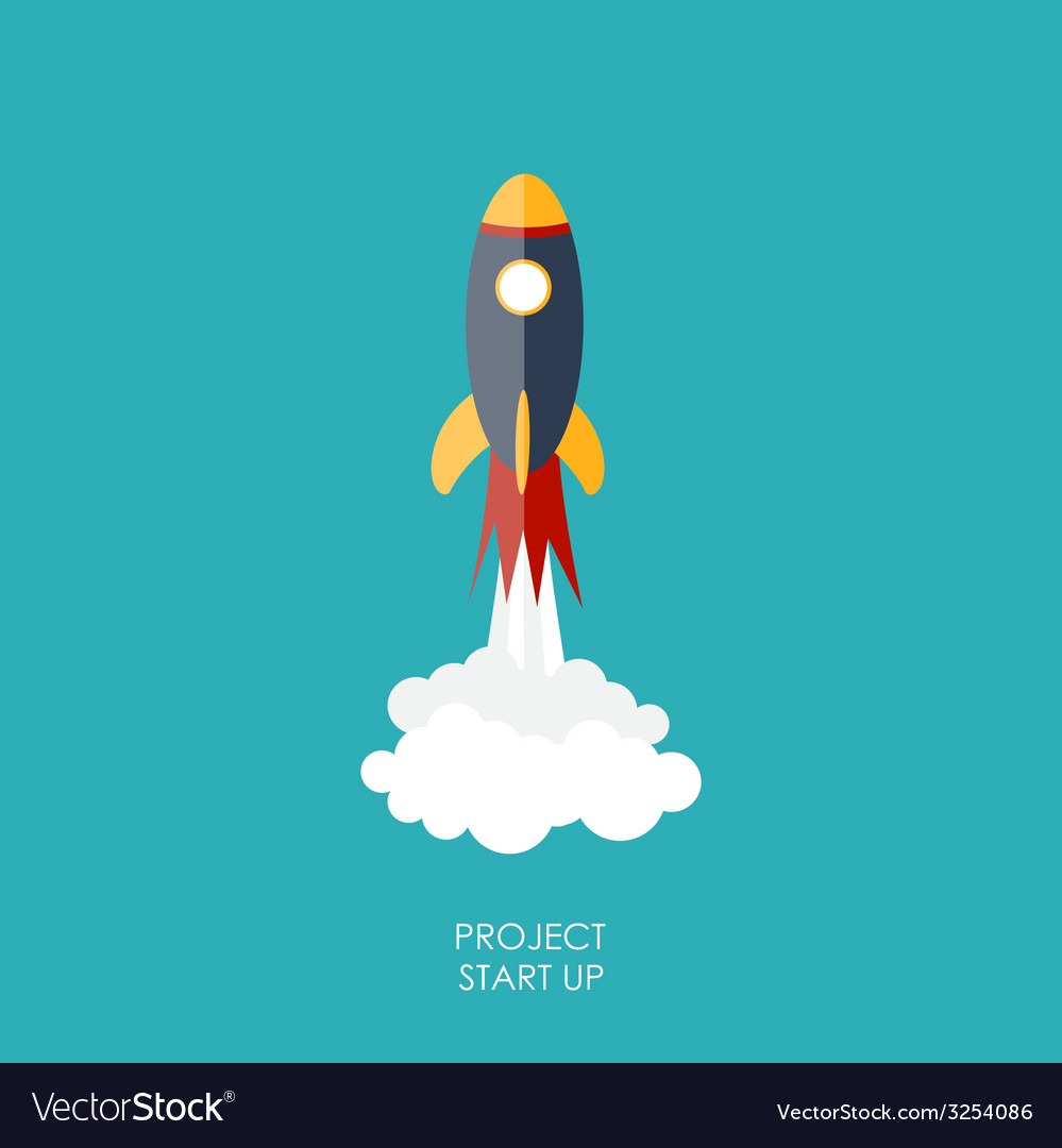 Quick start up flat concept Royalty Free Vector Image