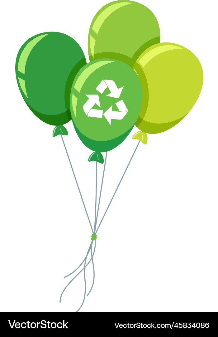 Recycle symbol on green balloon Royalty Free Vector Image