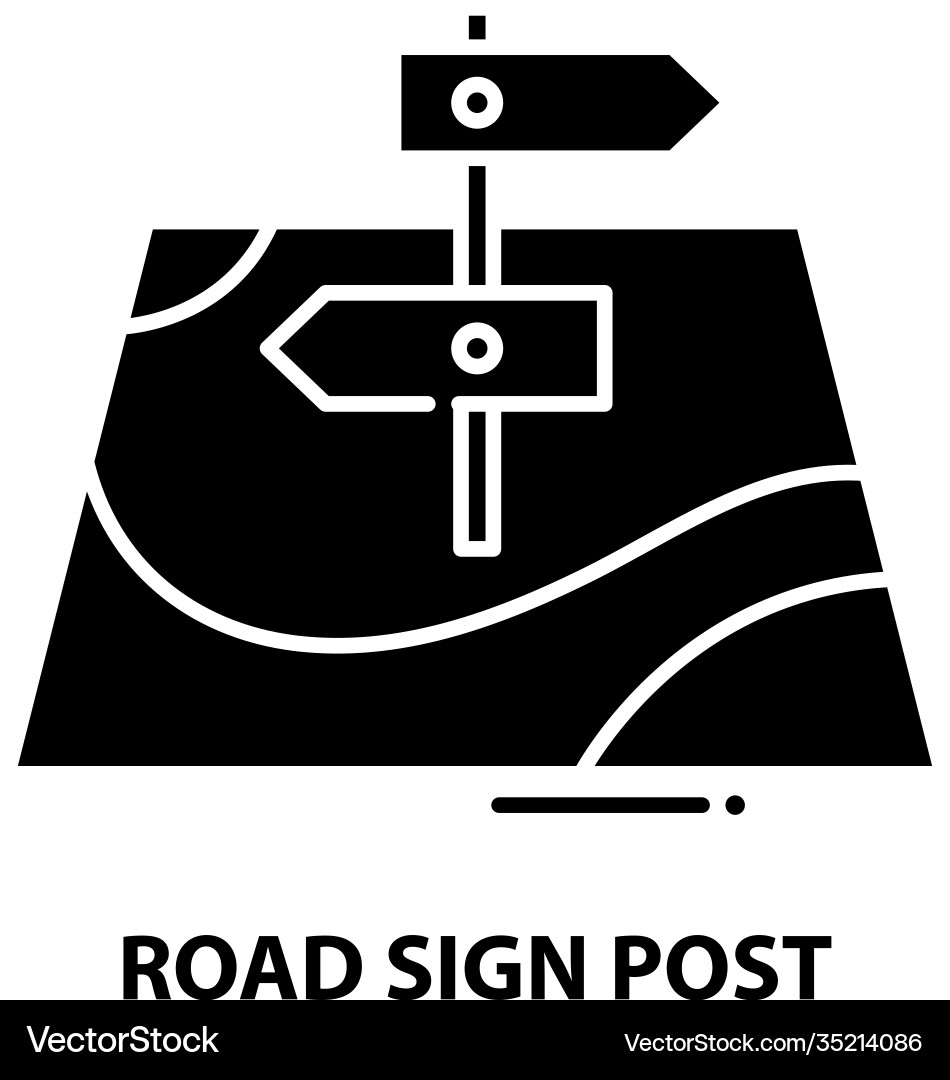 Road sign post icon black sign Royalty Free Vector Image