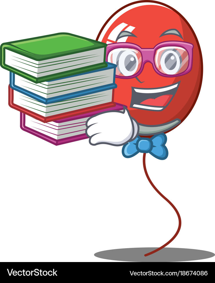 Student with book balloon character cartoon style Vector Image