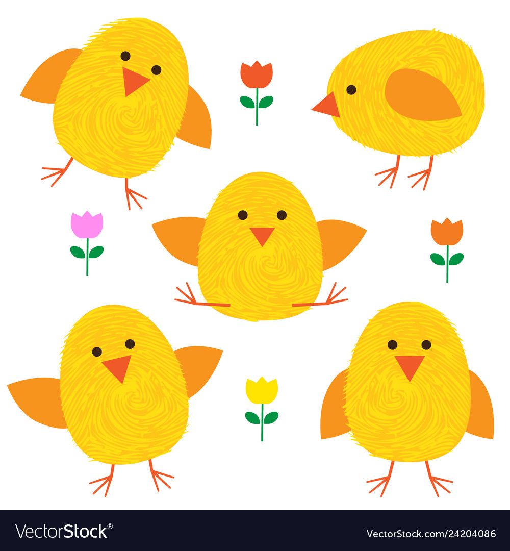 Thumbprint easter chicks Royalty Free Vector Image
