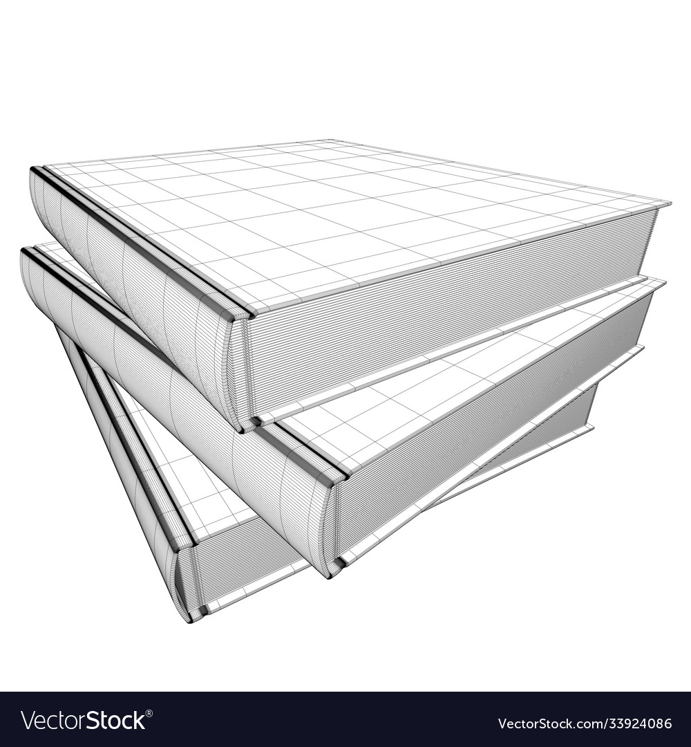 Wireframe a stack three books from black Vector Image