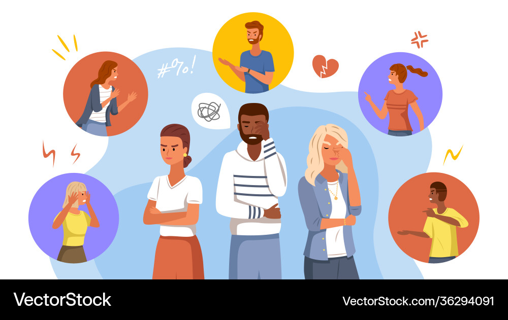 Angry people characters thinking about negative Vector Image