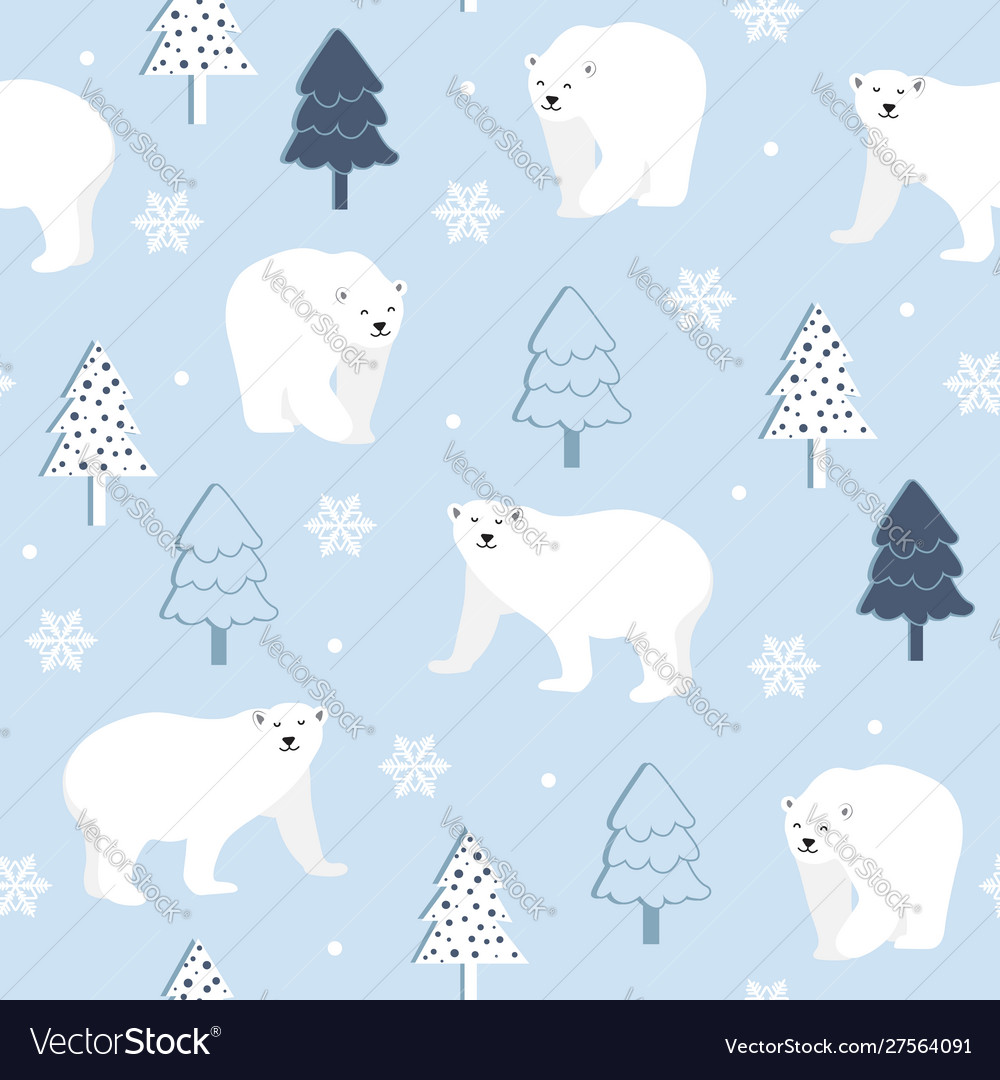 Christmas seamless pattern with polar bear Vector Image