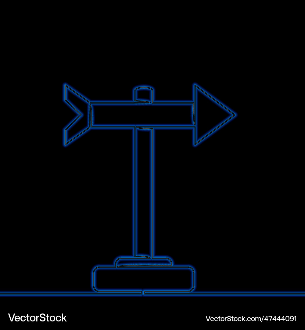 Continuous line road sign in arrow shape neon Vector Image
