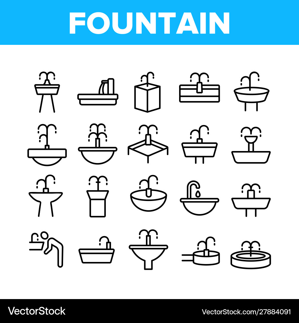 Drinking fountain collection icons set Royalty Free Vector