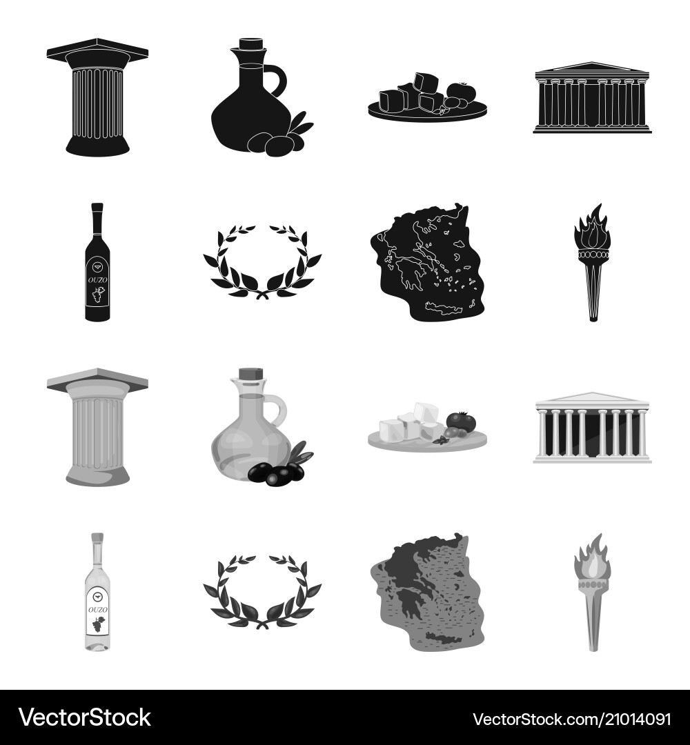 Greece country tradition landmark set Royalty Free Vector