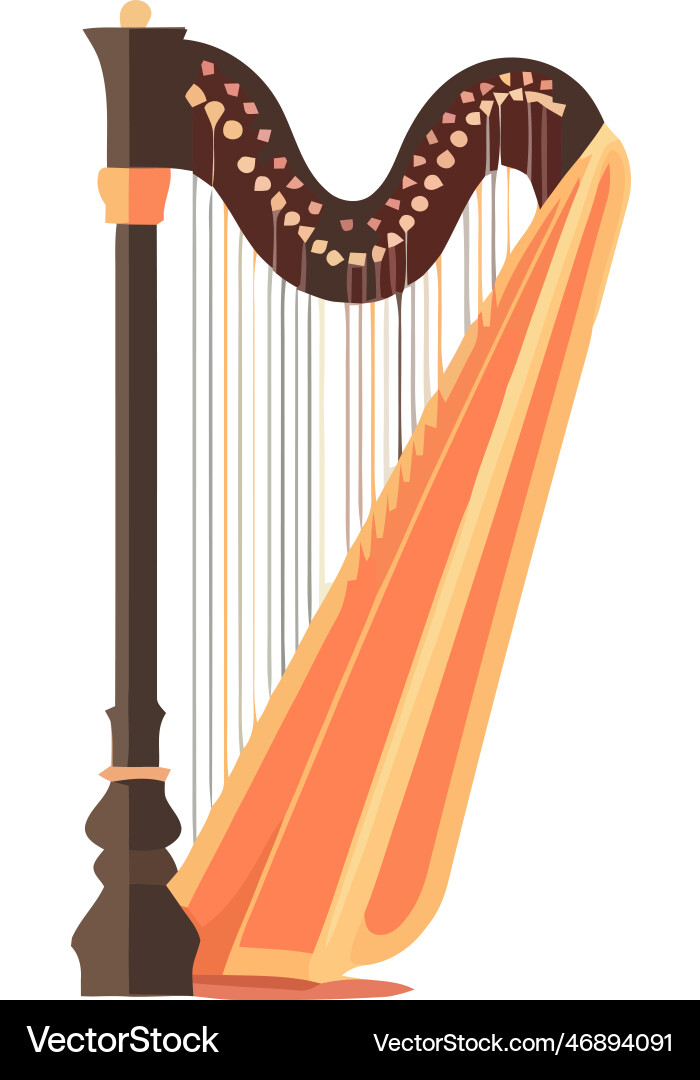 Harp musical wooden instrument string Royalty Free Vector