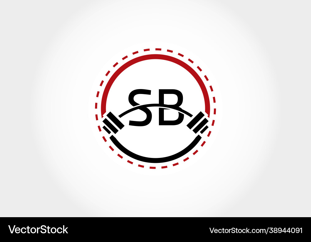 Initial sb letter alphabet with a barbell lifting Vector Image