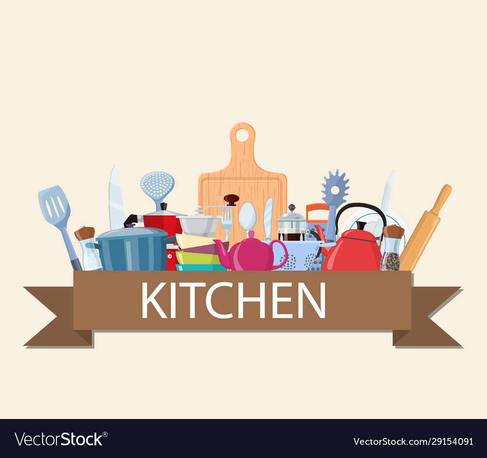 Kitchen concept for web design Royalty Free Vector Image