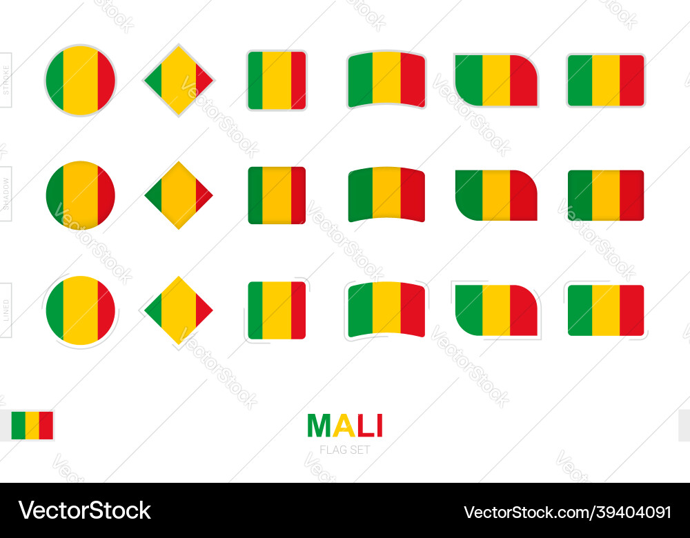 Mali flag set simple flags of with three Vector Image