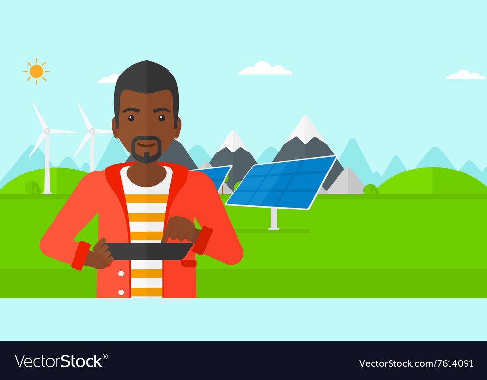 Man using tablet computer Royalty Free Vector Image
