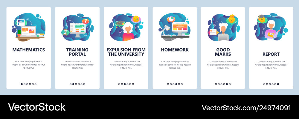 Mobile app onboarding screens school and college Vector Image