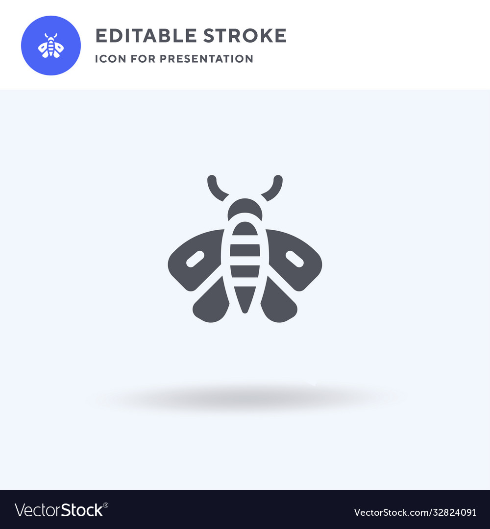 Moth icon filled flat sign solid Royalty Free Vector Image