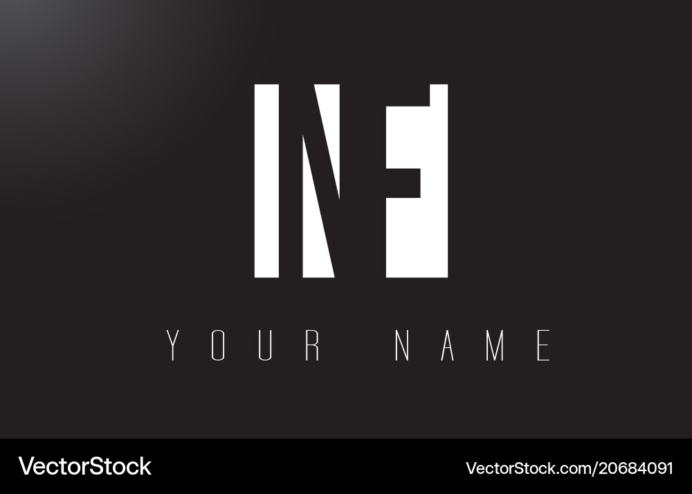 Nf letter logo with black and white negative Vector Image