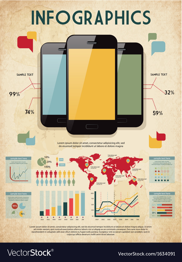 Retro set infographic elements Royalty Free Vector Image