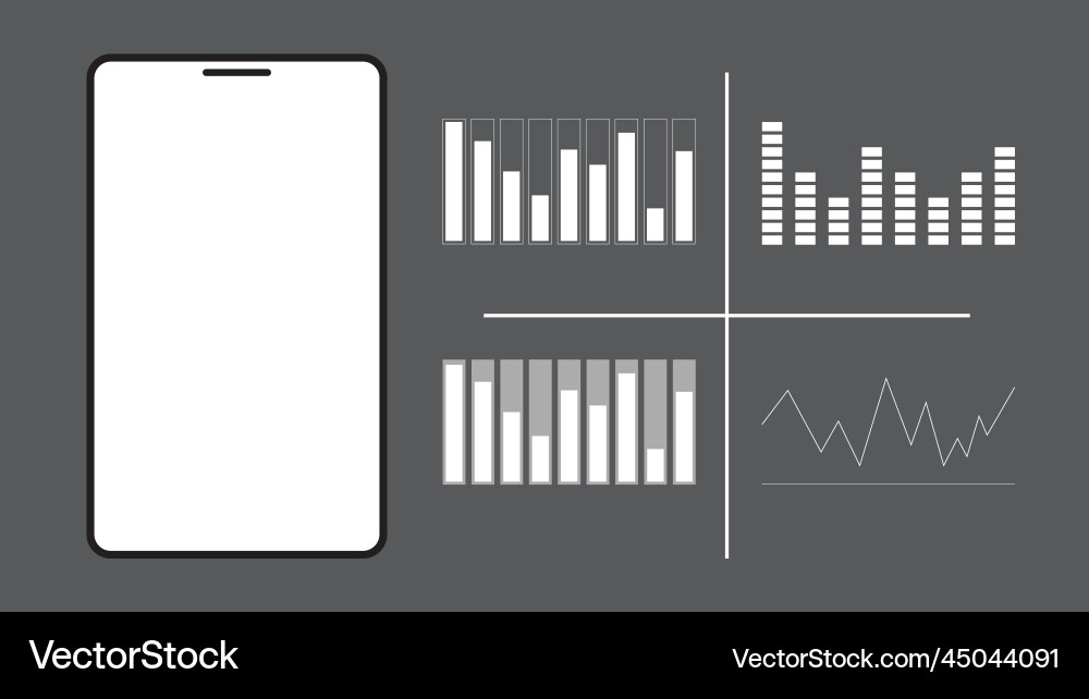 Smartphone icon and set of graph technology Vector Image
