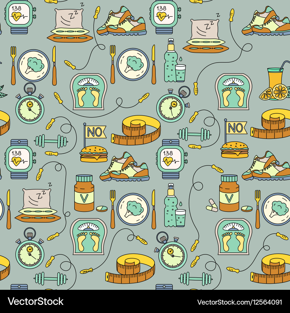 Sport seamless pattern weight loss diet template Vector Image