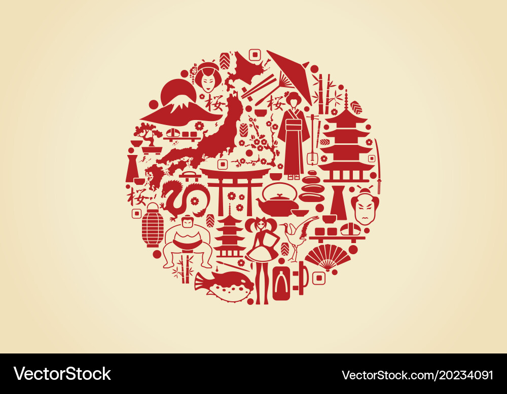 Stylized flag of japan Royalty Free Vector Image