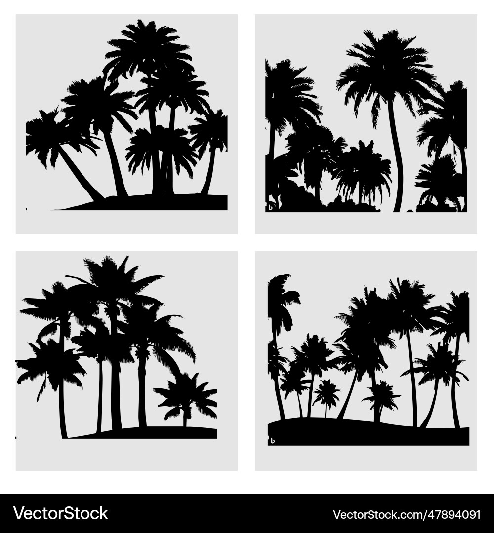 Tropical palm trees silhouette - sunset vect Vector Image