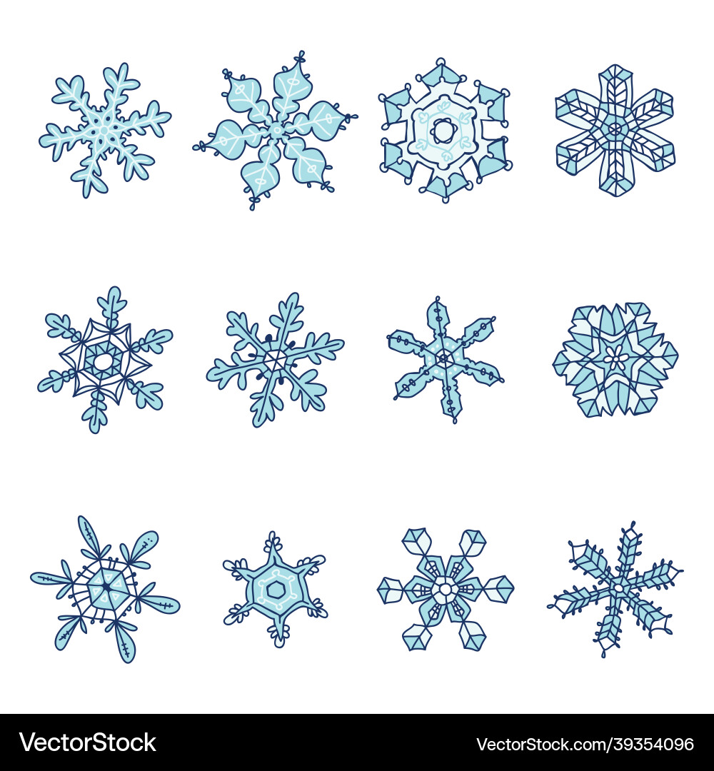 Big set of hand drawing snowflakes element Vector Image