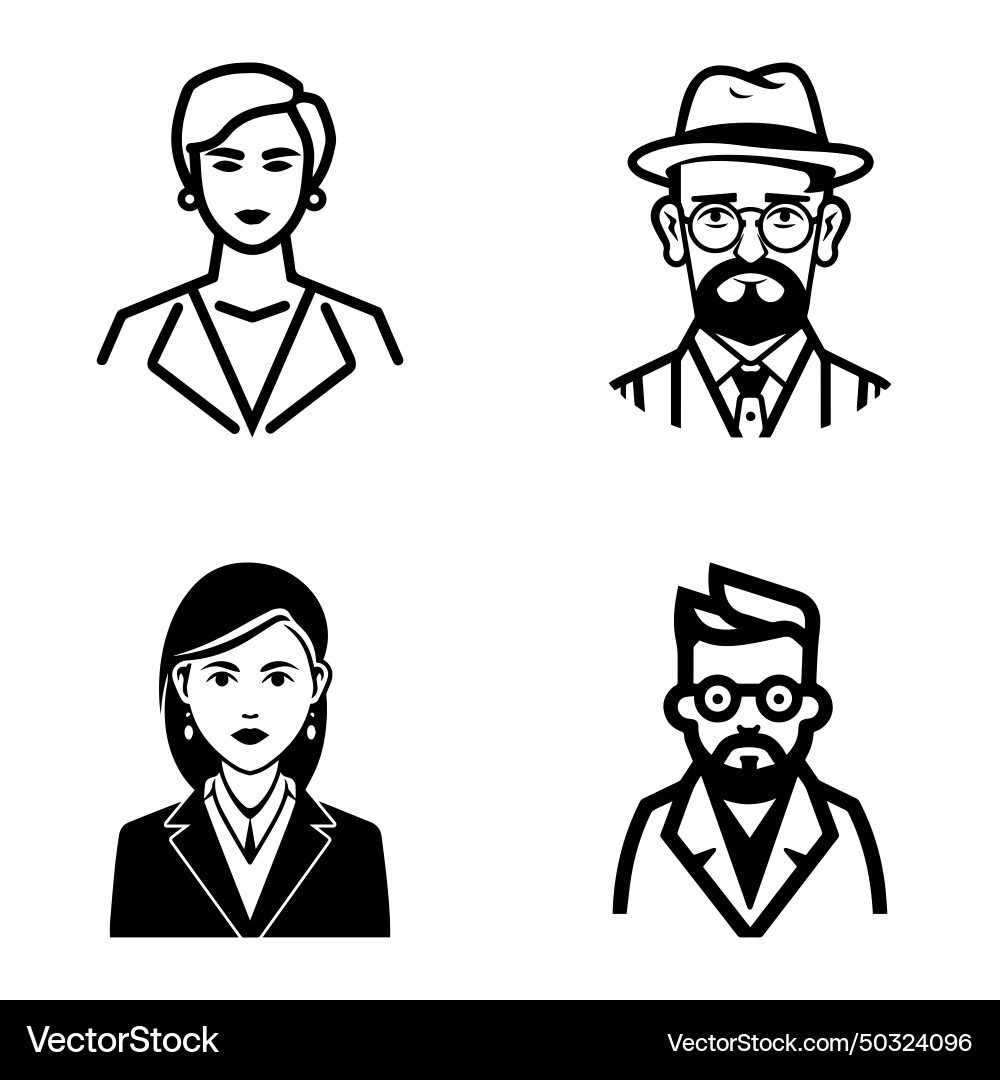 Business people flat icon set isolated on white Vector Image