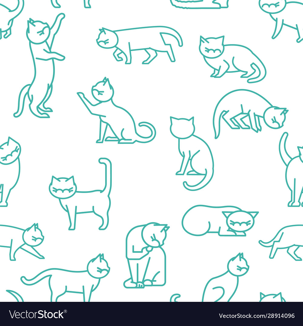 Cat seamless pattern Royalty Free Vector Image