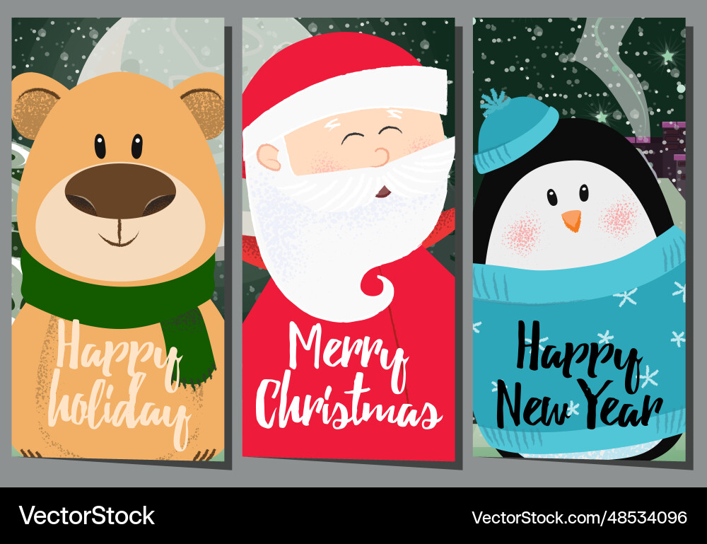 Creative happy holiday poster design with cartoon Vector Image