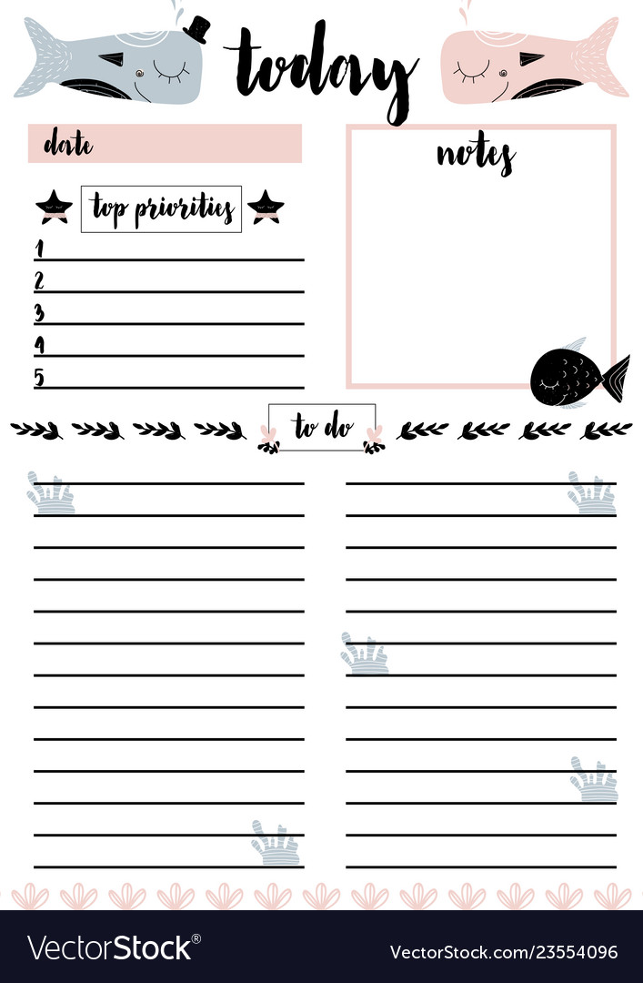Daily Planner Organizer And Schedule With Empty Vector Image