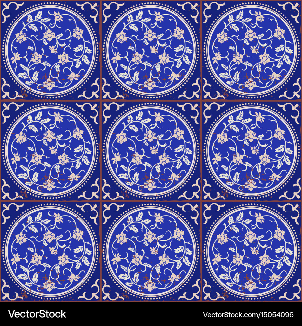 Gorgeous seamless pattern chinese tiles floral Vector Image