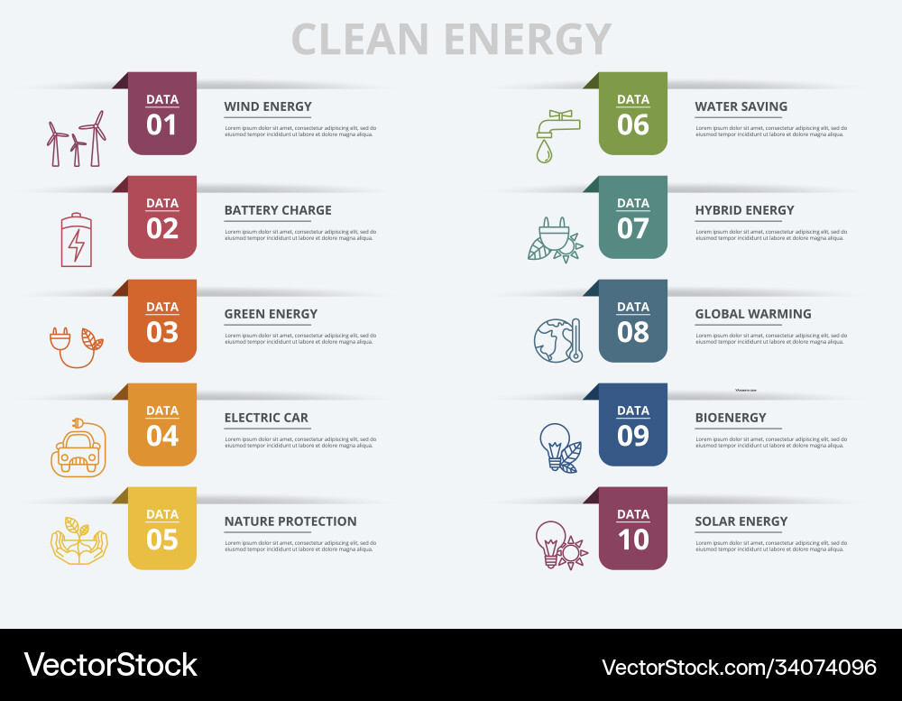 Infographic clean energy template icons Royalty Free Vector