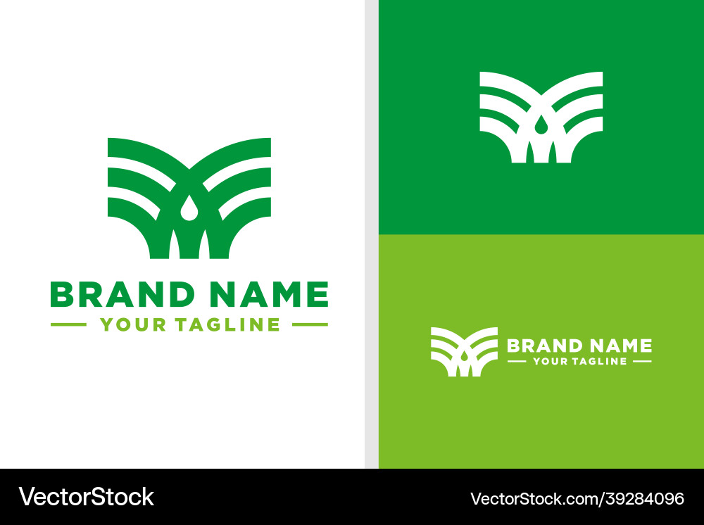 Letter m logo palm oil negative space editable Vector Image