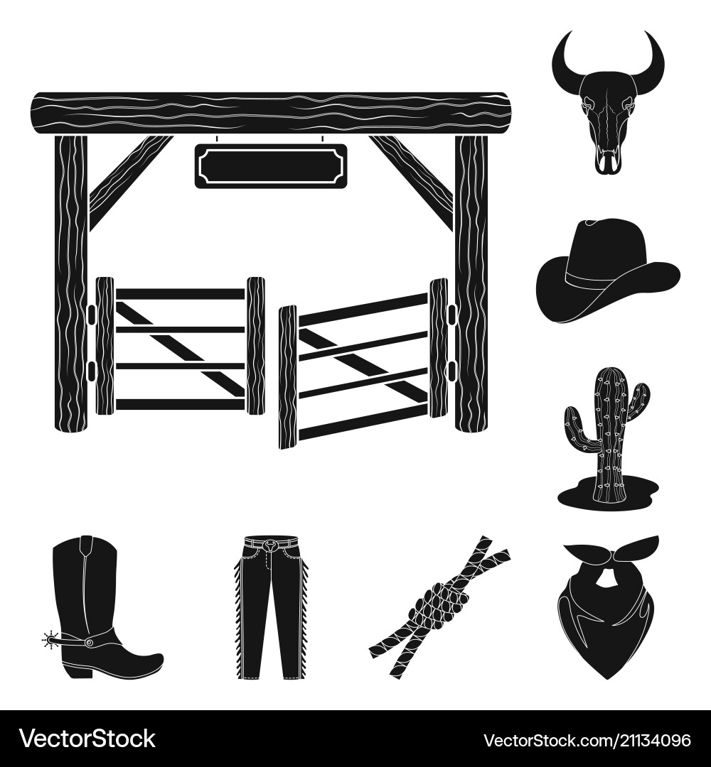 Rodeo competition black icons in set collection Vector Image