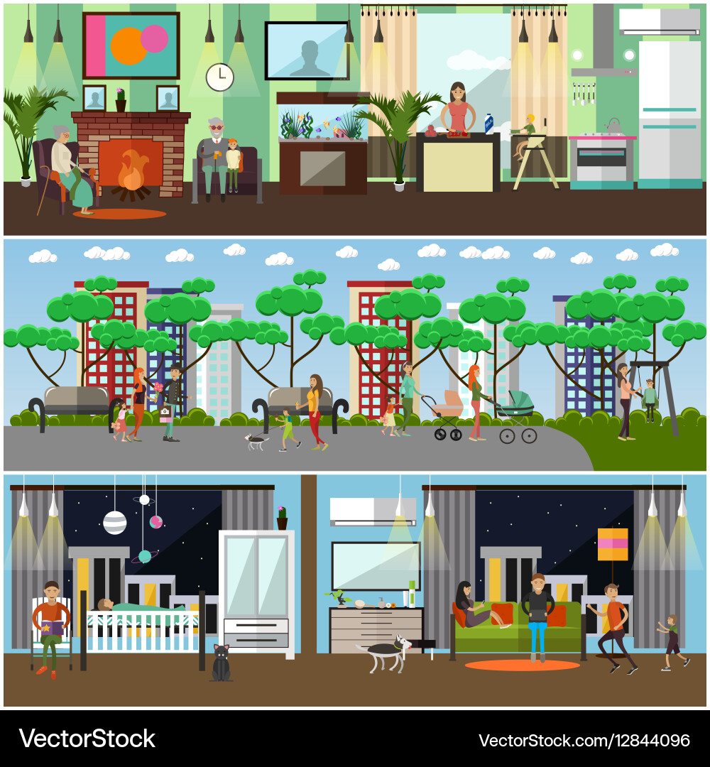 Set of family concept design elements Royalty Free Vector