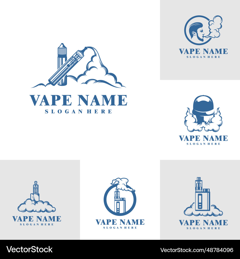 Set of vape logo design concept vaping Royalty Free Vector