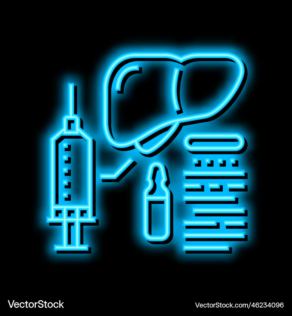 Vaccination liver neon glow icon Royalty Free Vector Image