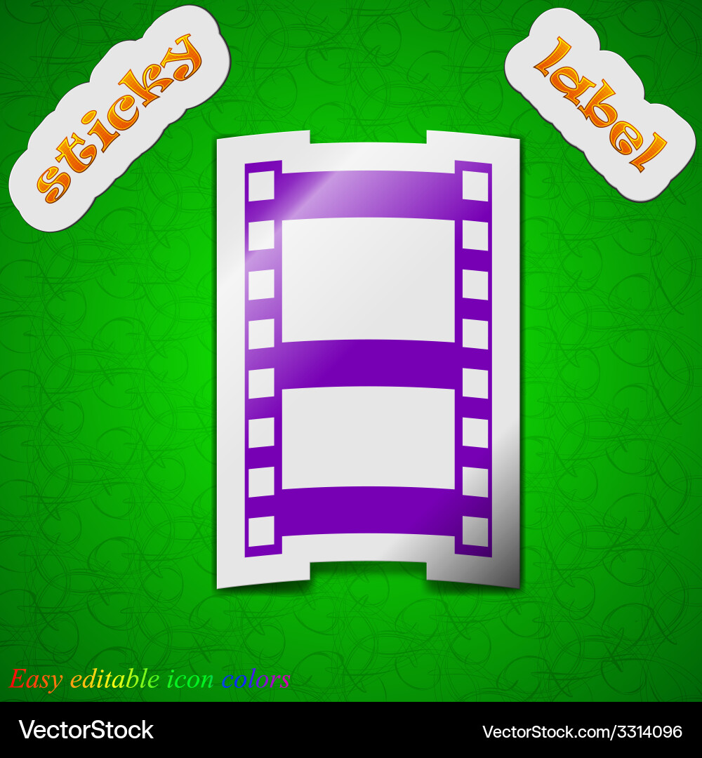 Video icon sign symbol chic colored sticky label Vector Image