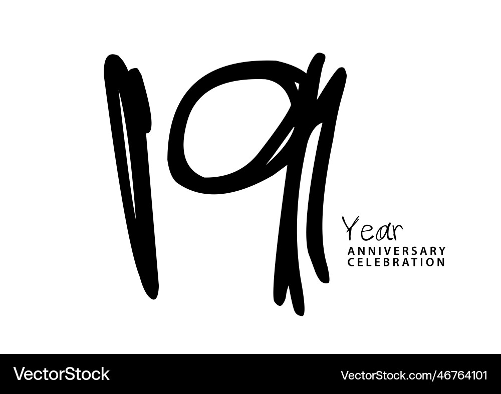 19 year anniversary celebration black color Vector Image