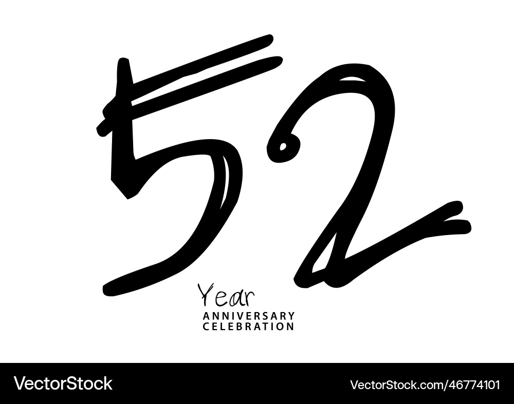 52 year anniversary celebration black color Vector Image